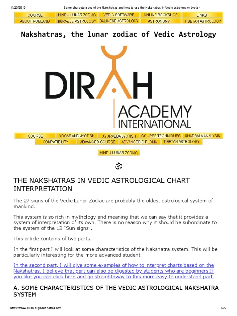 Some Characteristics of The Nakshatras and How To Use The Nakshatras in ...