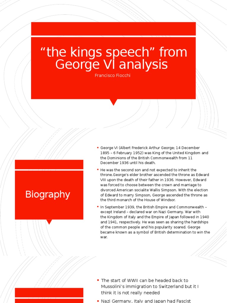 Analysis of George VI's War Speech | PDF | Monarchy Of The United ...