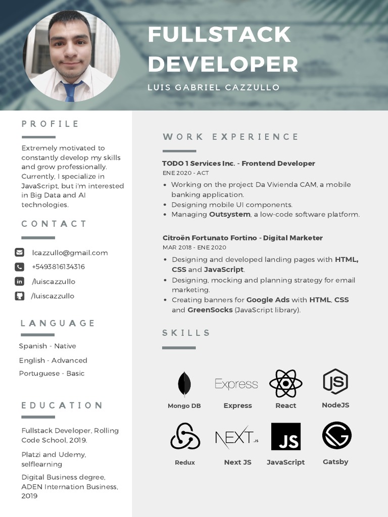 Fullstack Developer: Profile Work Experience | PDF