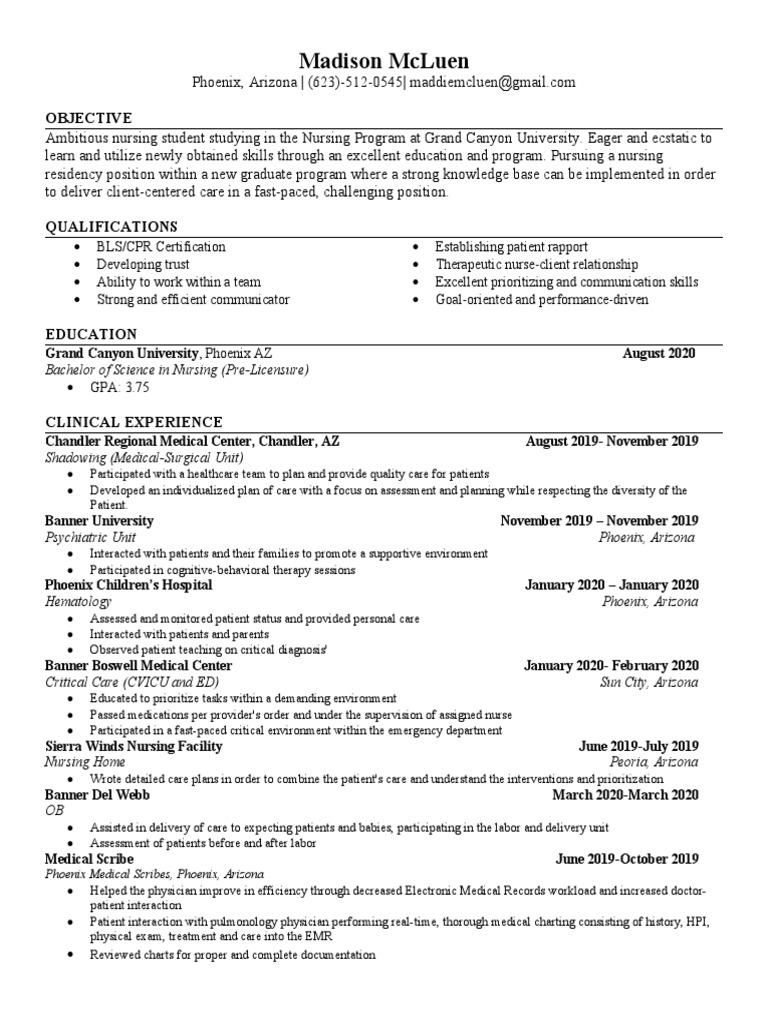 Residency Resume | PDF | Nursing | Patient