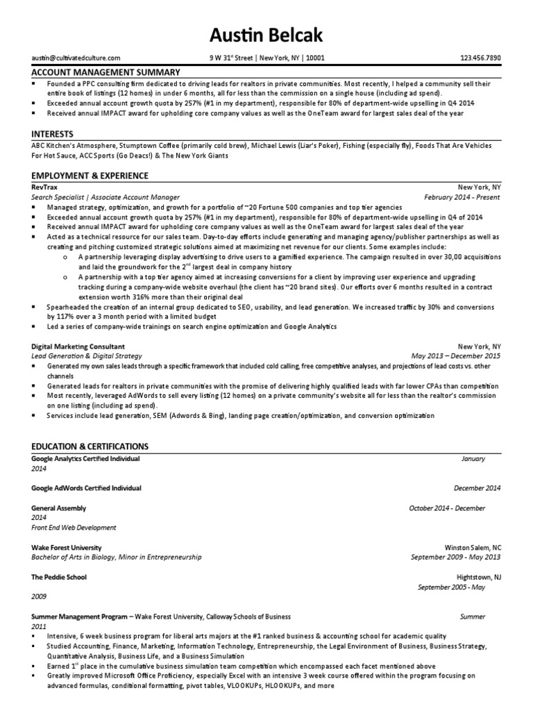 Austin Belcak Resume (Example) | PDF | Economies | Marketing