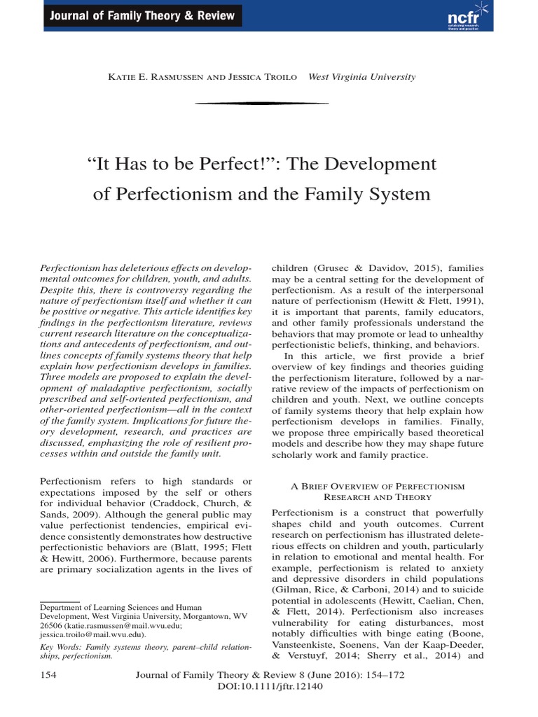 JFTR | PDF | Perfectionism (Psychology) | Clinical Psychology
