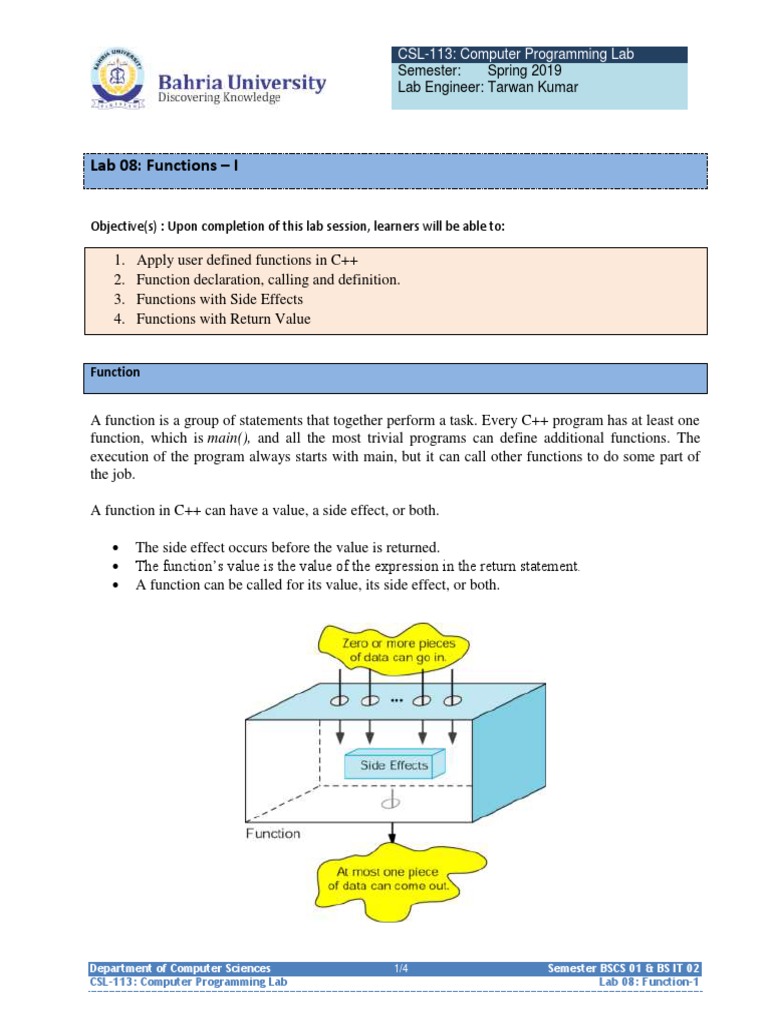 Lab 08 Function 1 PDF | Download Free PDF | Subroutine | Function (Mathematics)