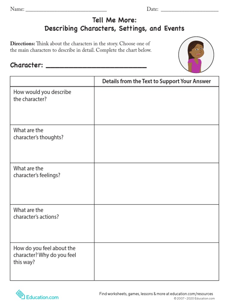 Tell Me More: Describing Characters, Settings, and Events: How Would ...