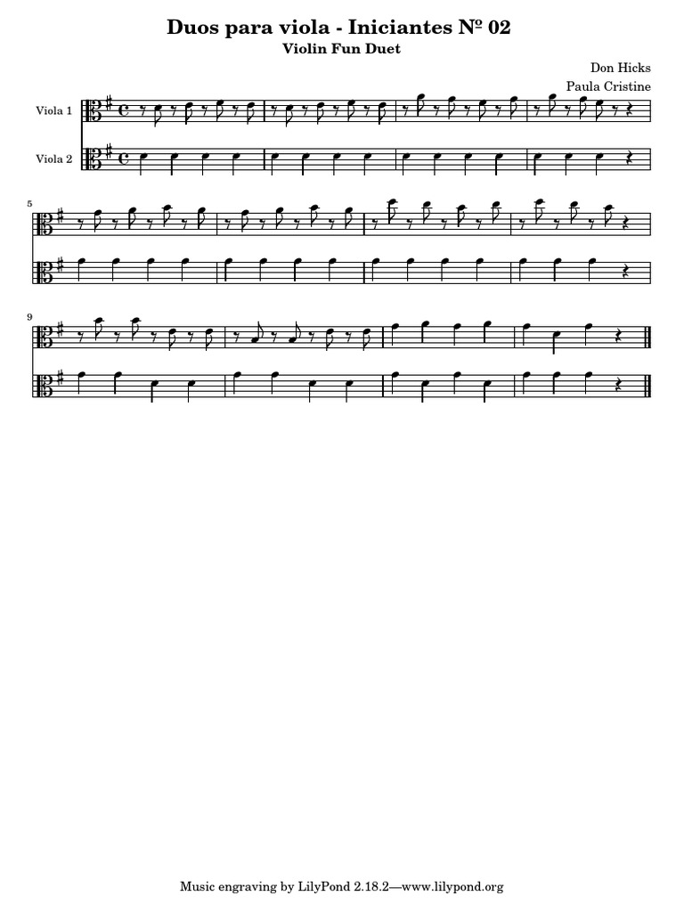 Duos para Viola - Iniciantes #02: Violin Fun Duet | PDF | Friction ...