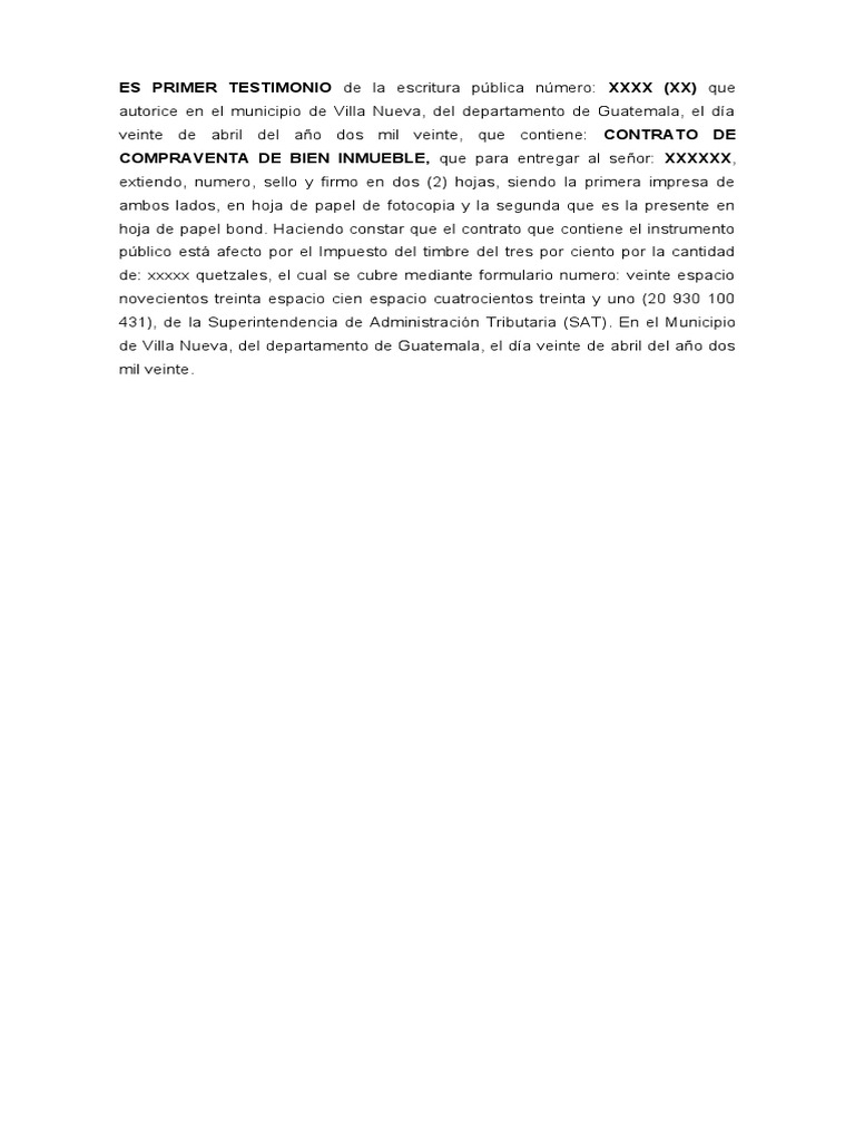 Primer Testimonio Compraventa | PDF Primer Testimonio Compraventa | PDF