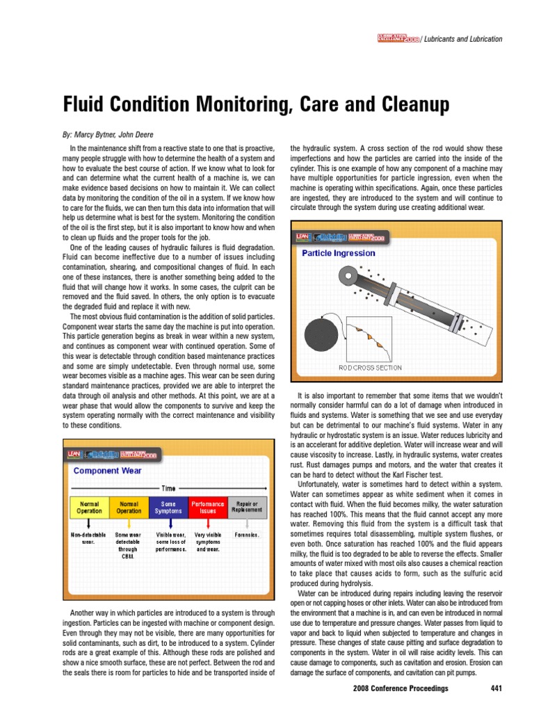 Fluid Condition Monitoring, Care and Cleanup | PDF | Filtration | Motor Oil
