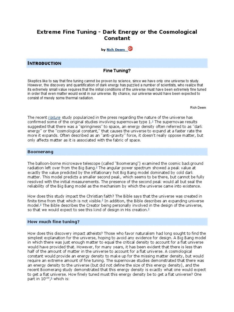 Cosmological Constant - Extreme Fine Tuning | PDF | Physical Cosmology ...