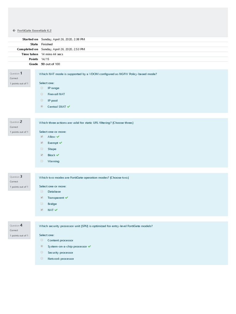 FortiGate Essentials Exam Overview | PDF | Firewall (Computing) | Routing