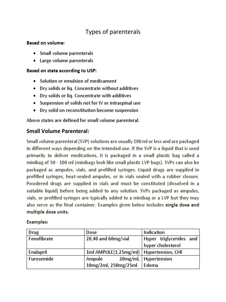 Types of Parenterals PDF | PDF