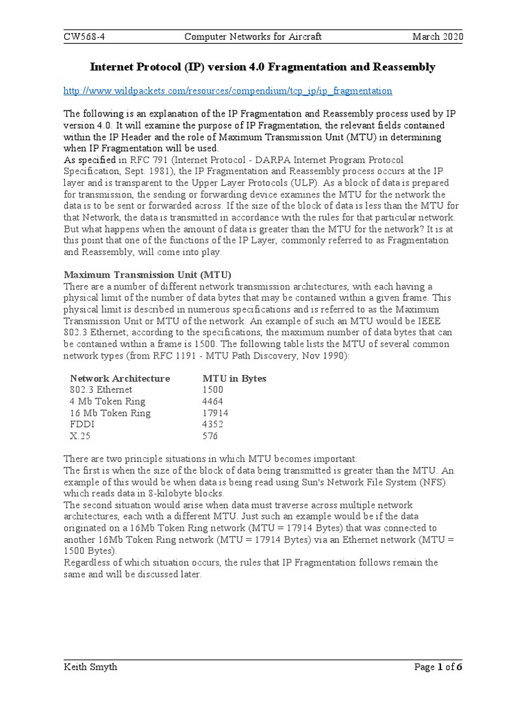 IP Fragmentation With Examples | PDF | Internet Protocols | Computer Network
