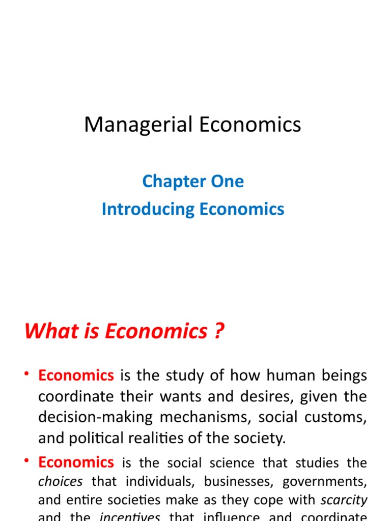 Managerial Economics: Chapter One Introducing Economics | PDF ...