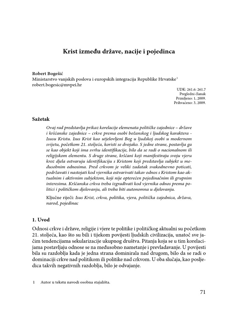 Krist Između Države, Nacije I Pojedinca PDF | PDF