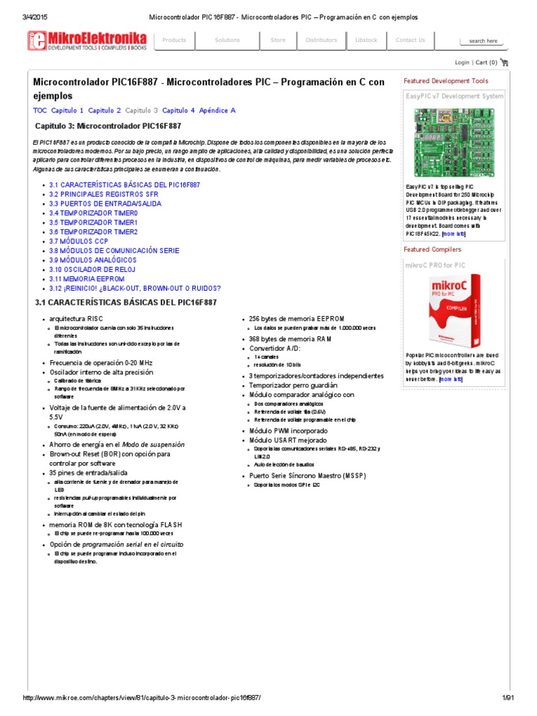 Microcontrolador PIC16F887 Microcontroladores PIC - Programación en C Con Ejemplos | PDF ...