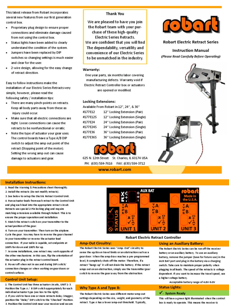 Robart Electric Retract Series Instruction Manual: Thank You | PDF ...