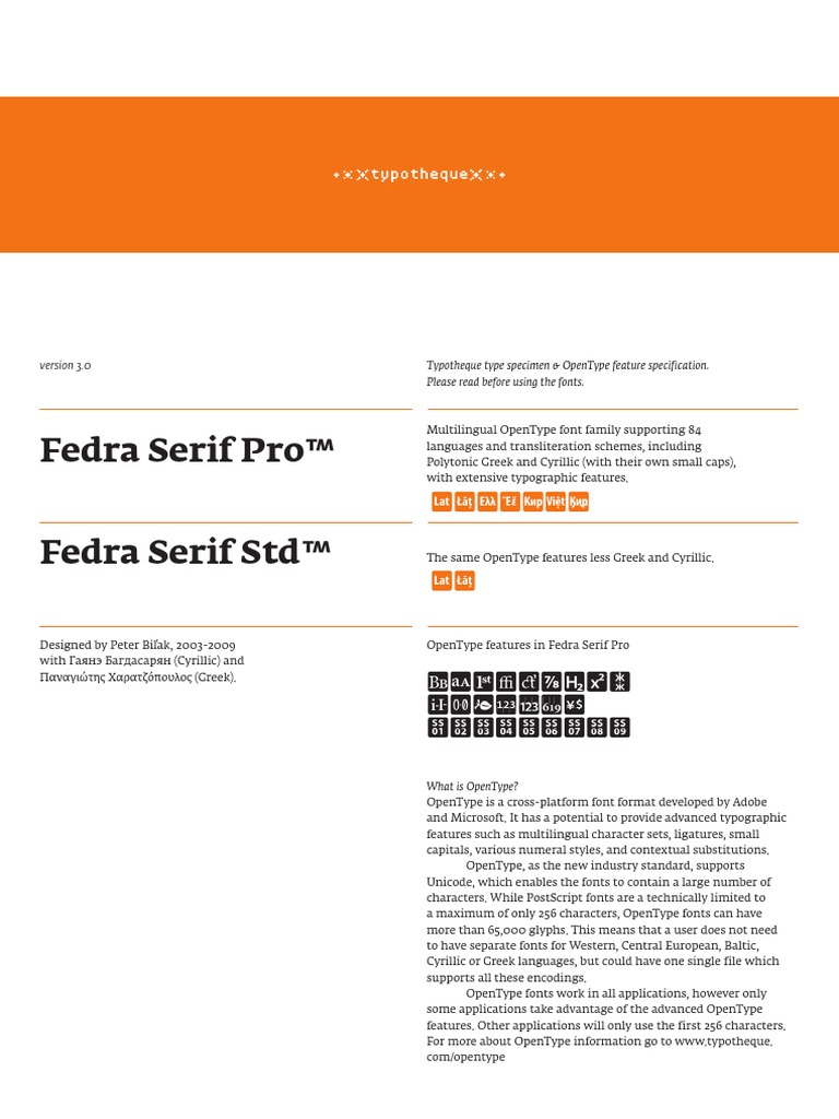 Fedra Serif Pro™ Fedra Serif STD™: Abcdegh AB | PDF | Typefaces ...