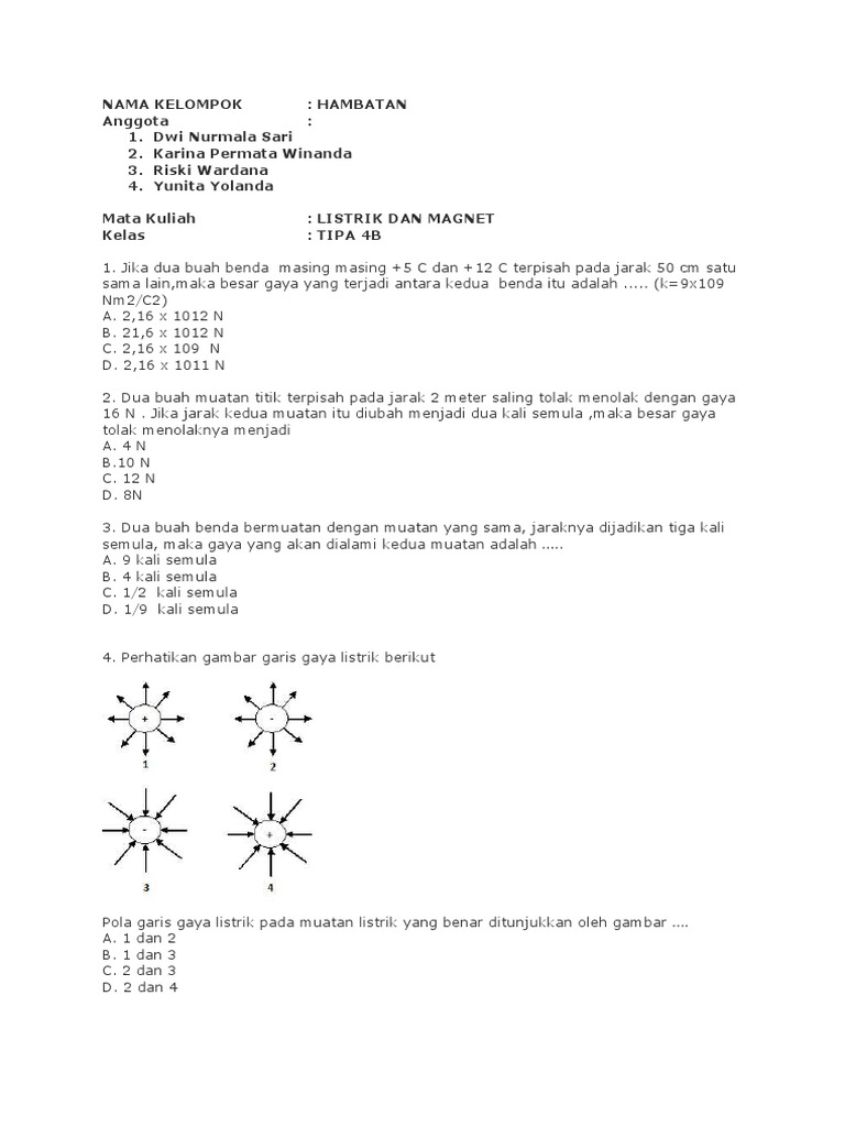 Soal Muatan Listrik (KLP - Hambatan) - 1 | PDF