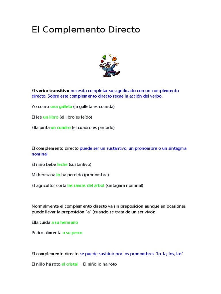 El Complemento Directo | PDF | Objeto (gramática) | Asunto (gramática)