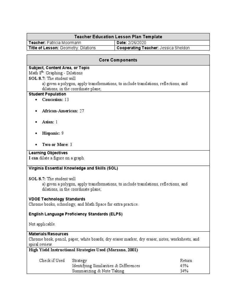 Teacher Education Lesson Plan Template | PDF | Lesson Plan | Worksheet