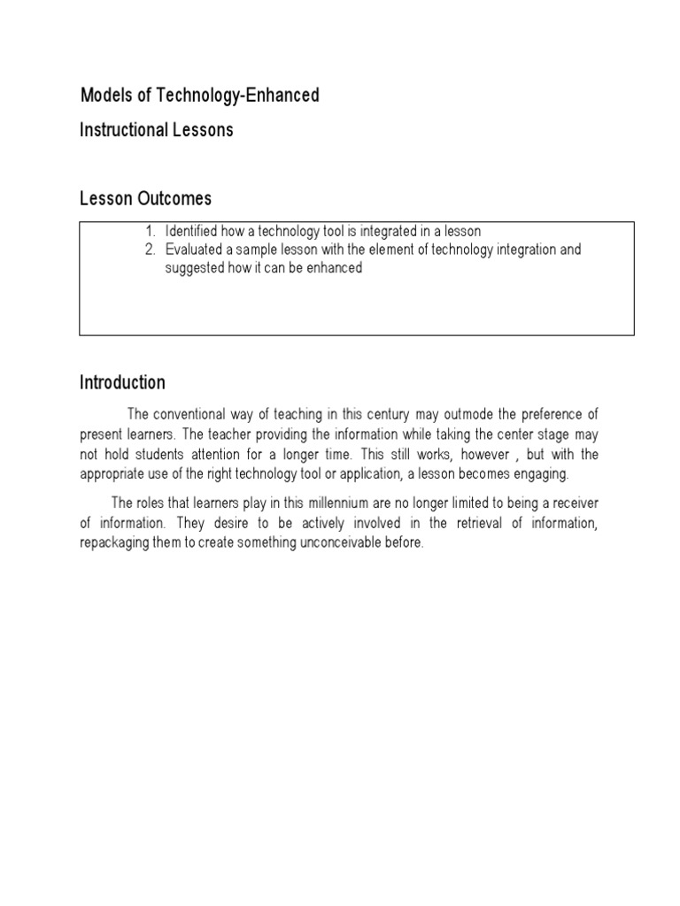 Models of Technology | PDF | Word Press | Learning