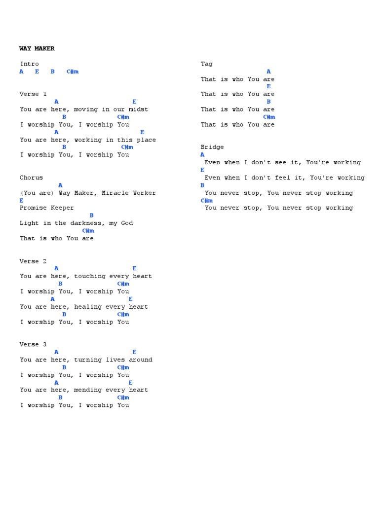 Way Maker A Chord | PDF