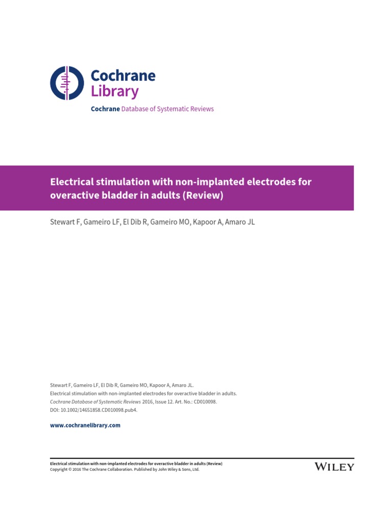 Electrical Stimulation With Non-Implanted Electrodes For Overactive ...