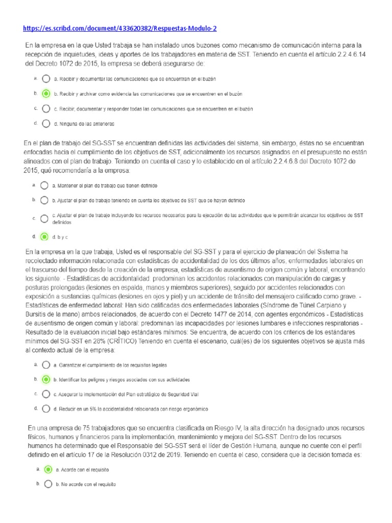 Respuestas Modulo Ii Cpacitación Virtual 50 Horas Sura | PDF