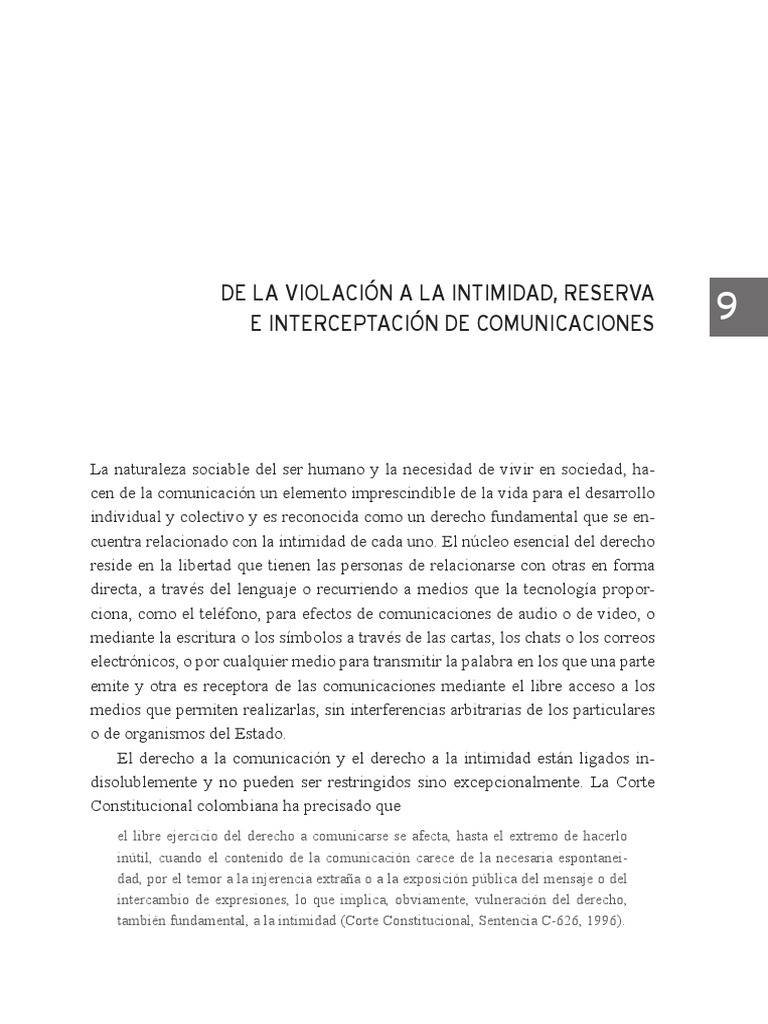 De La Violación A La Intimidad, Reserva E Interceptación de Comunicaciones | PDF | Derecho penal ...