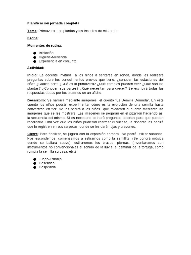 Desarrollo de Actividades - Primavera - Las Plantas y Los Insectos de ...