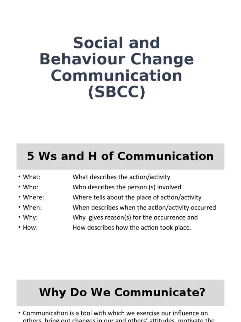 Social and Behaviour Change Communication (SBCC) | PDF | Mass Media ...
