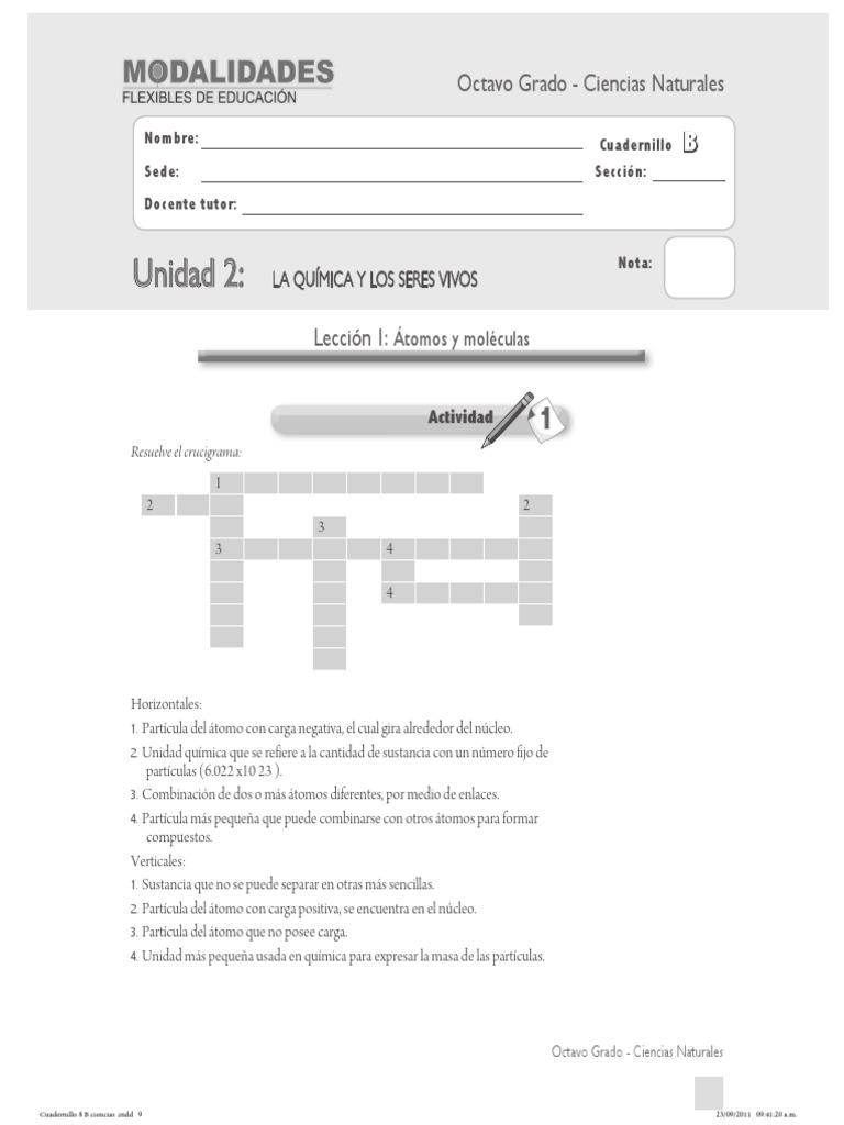 Cuadernillo de Ciencias 8° Grado Unidad 2 PDF | PDF | Plantas ...