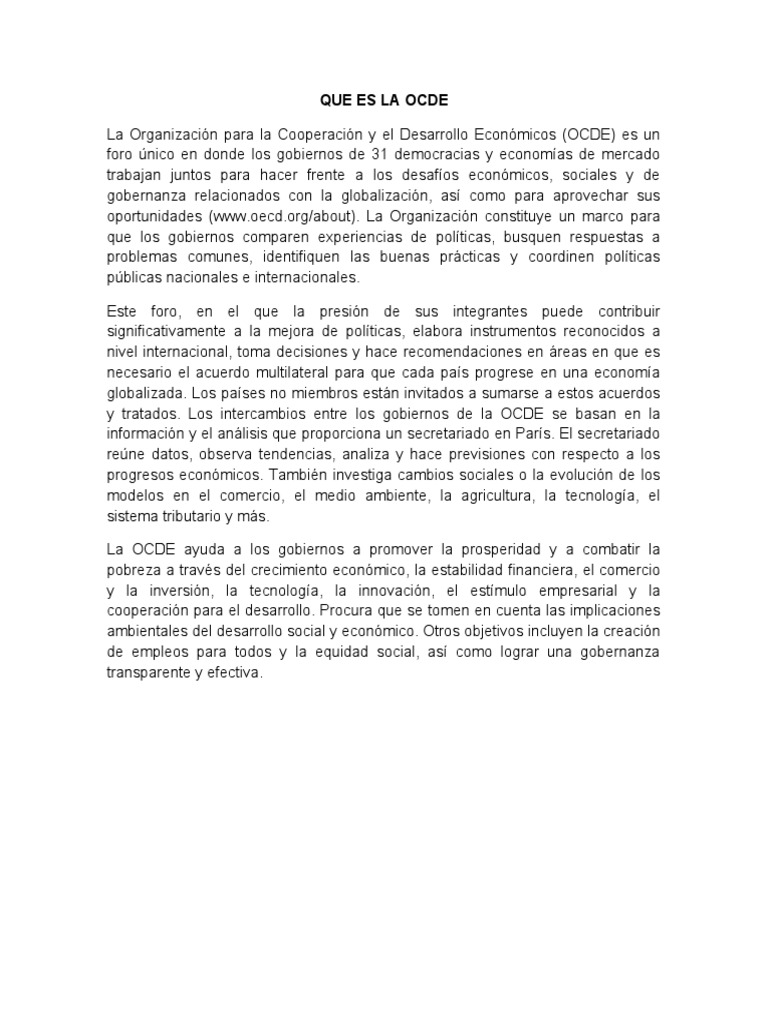 Que Es La Ocde | PDF