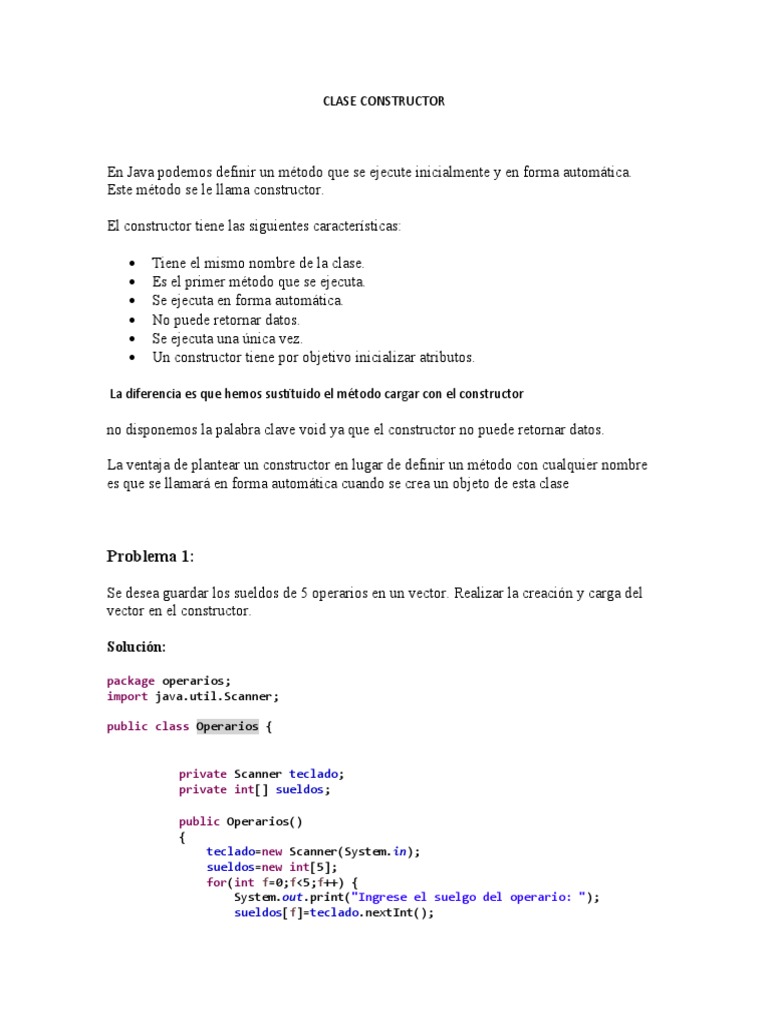 Metodo Constructor Pdf Constructor Programación Orientada A Objetos Programación