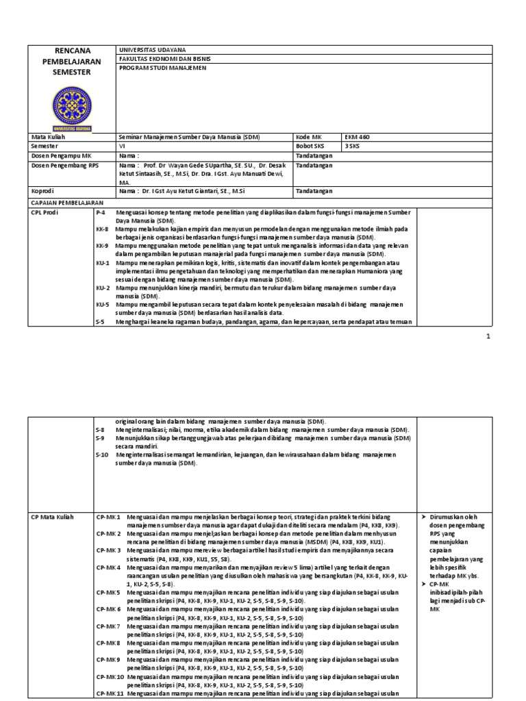 RPS Seminar Manajemen SDM | PDF