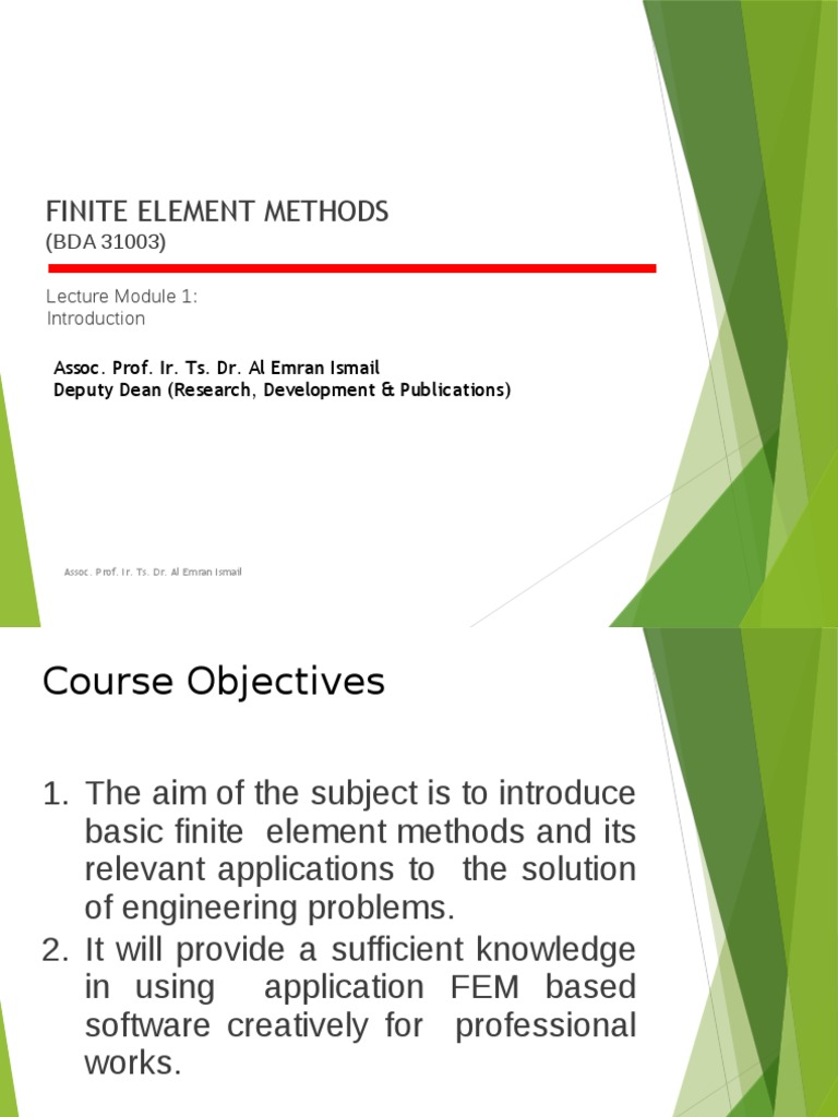 1 0 Lecture Module 1 Introduction Pdf Finite Element Method Mathematical Analysis