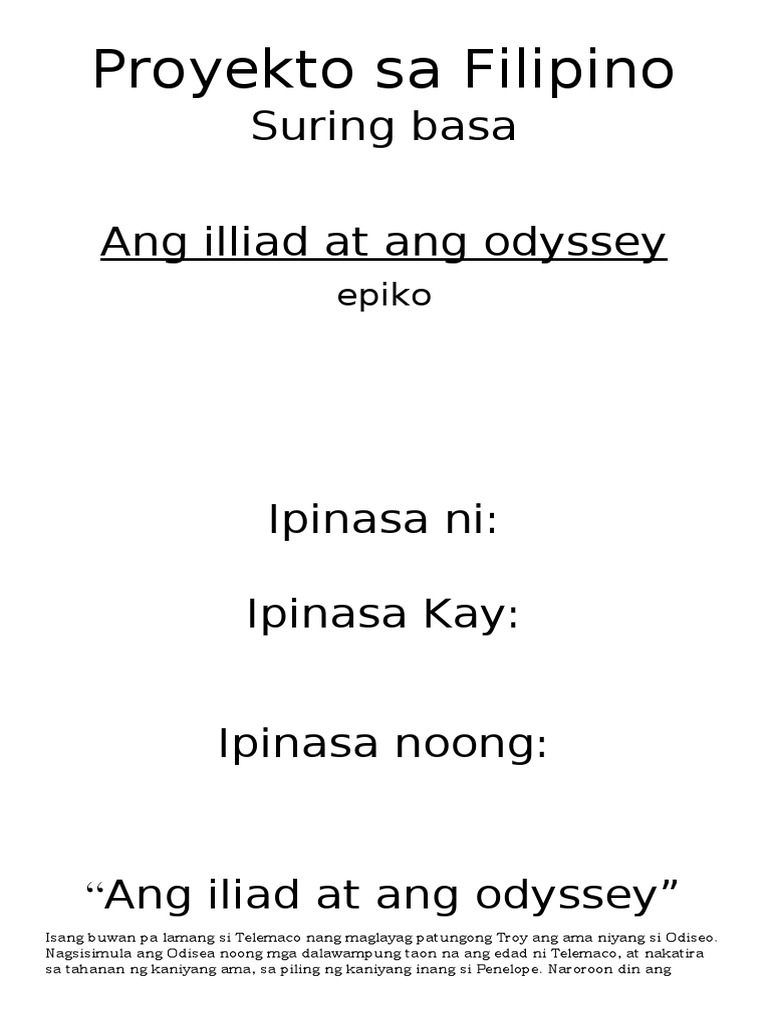 Proyekto-sa-Filipino-Suring Basa | PDF