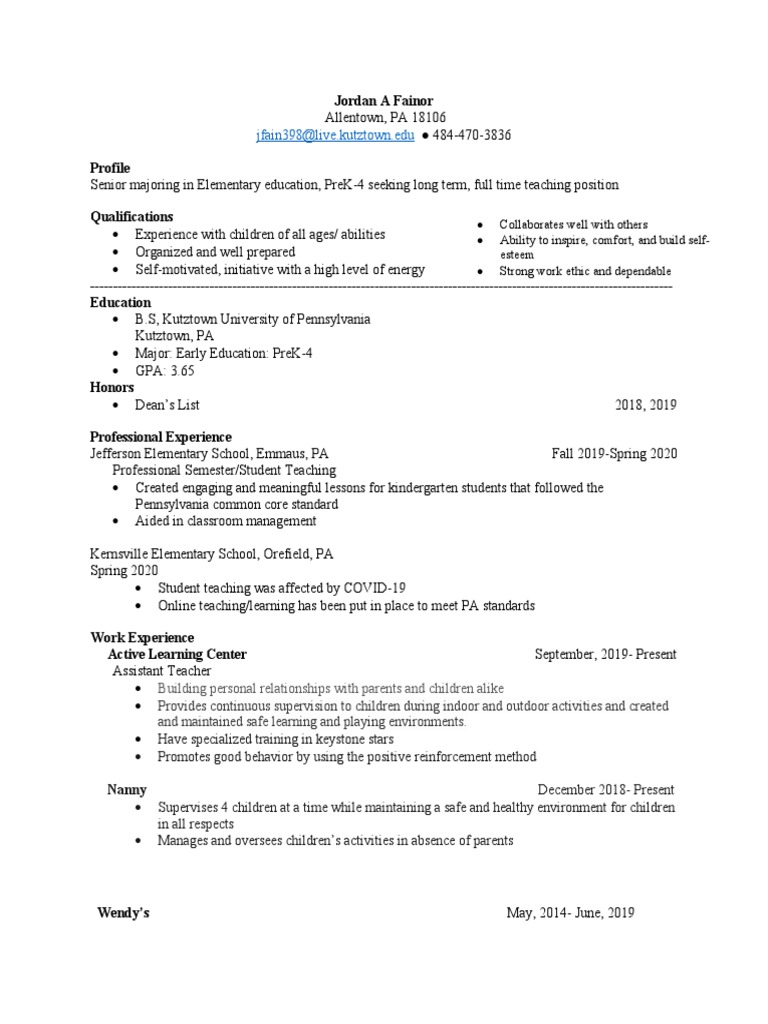Resume Updated | PDF | Teachers | Behavior Modification