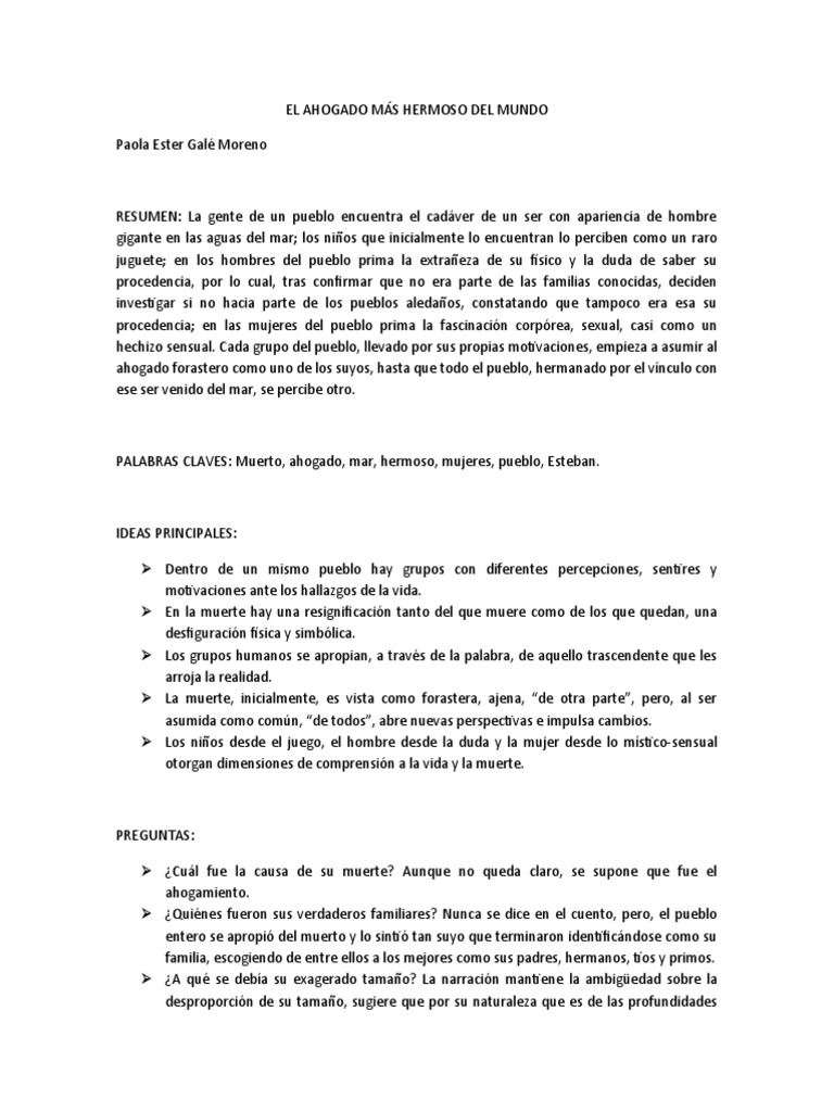 El Ahogado Más Hermoso Del Mundo | PDF
