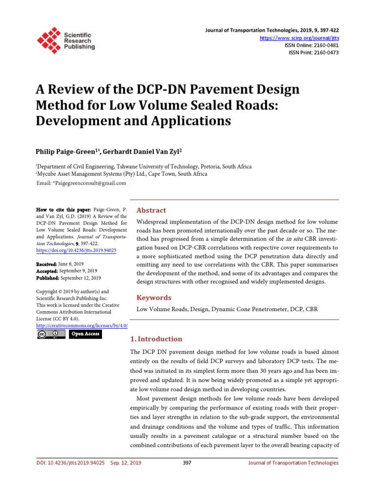 A Review of The DCP-DN Pavement Design Method For Low Volume Sealed ...