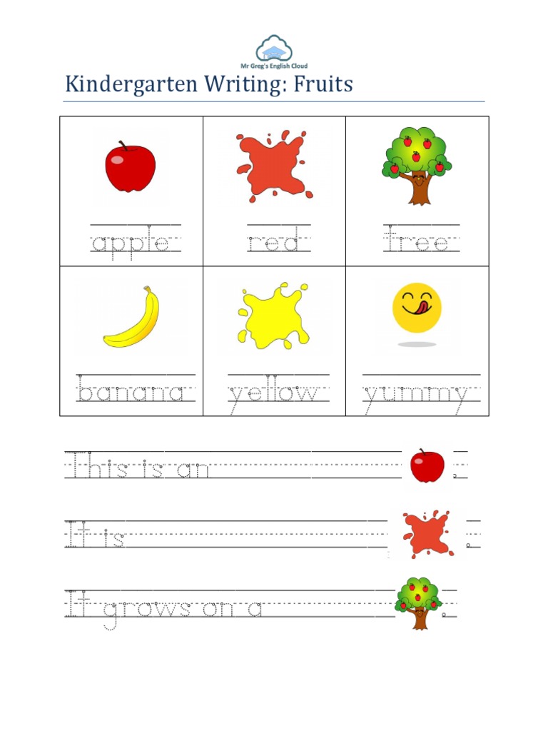 Kindergarten Writing Fruits | PDF