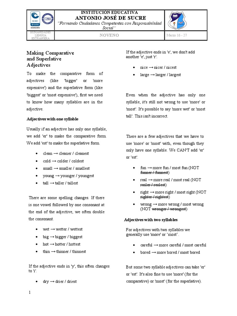 Explicación 9 - Comparative - and - Superlative - Adjective | PDF | Semiotics | Phonology