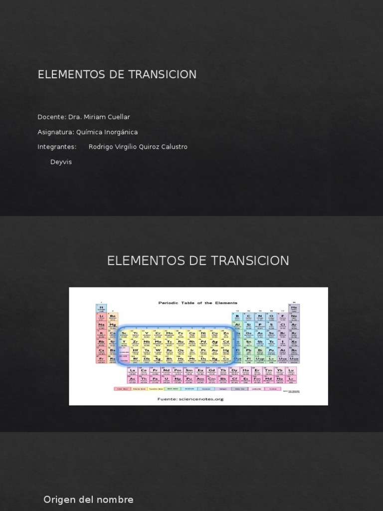 Elementos de Transición en Química | PDF | Metales de transición | Química