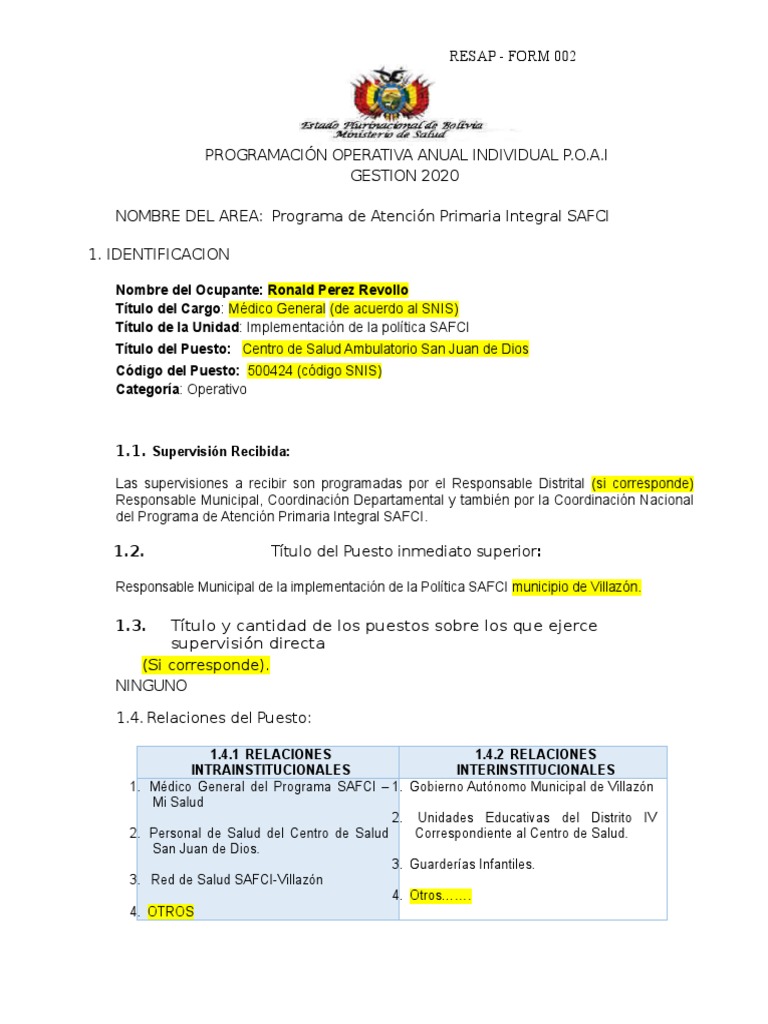 POAi 2020 Operativos | PDF | Hospital | Medicina
