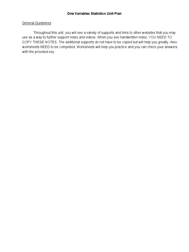 One Var Stats Unit Plan 5 | PDF | Histogram | Statistics