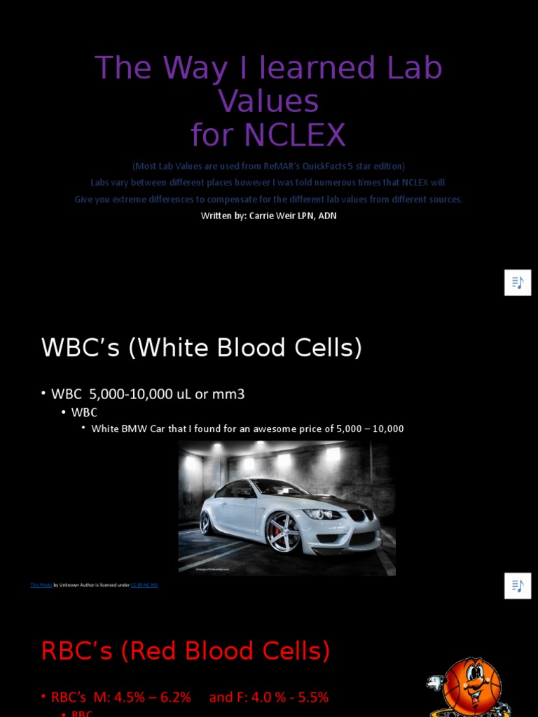 The Way I Learned Lab Values For NCLEX: Written By: Carrie Weir LPN ...