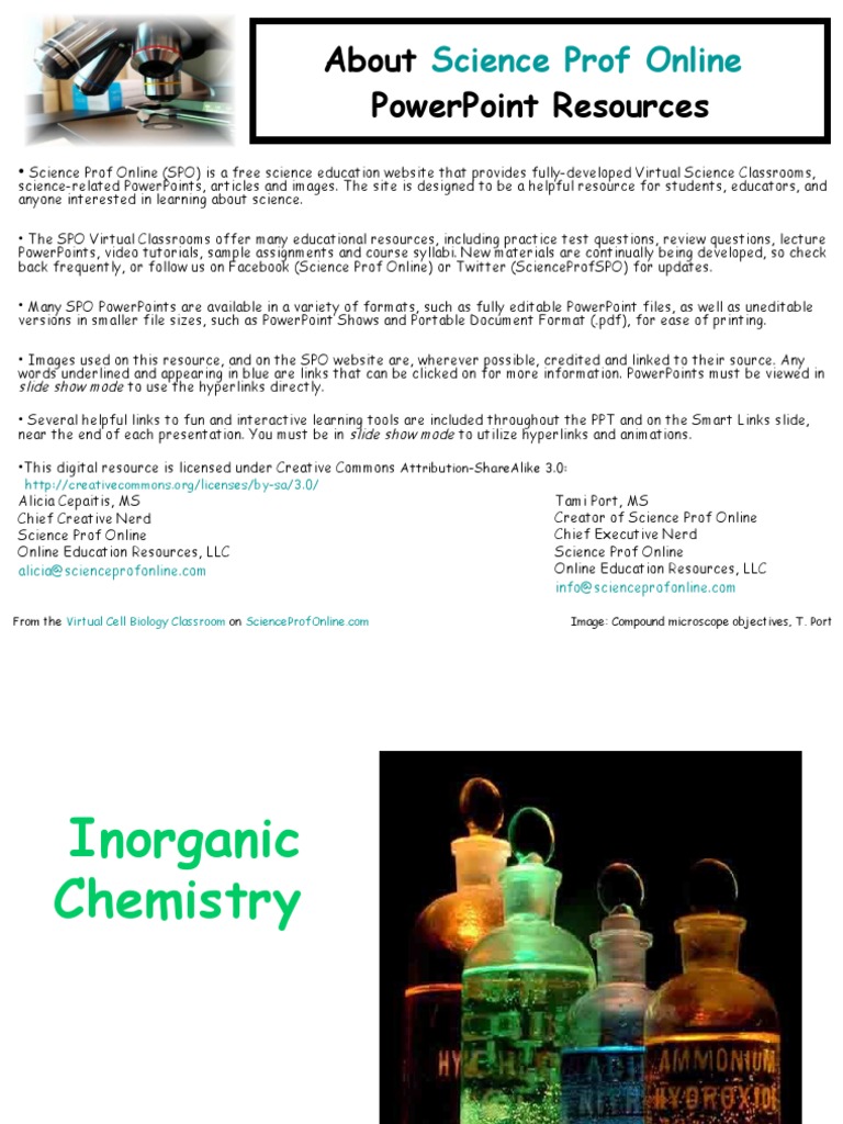 Inorganic Chemistry Basics Lecture Powerpoint Vcbc Pdf Chemical