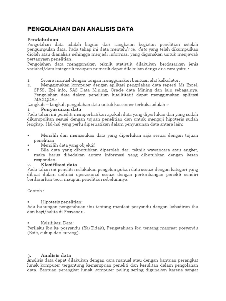 Pengolahan Dan Analisis Data | PDF