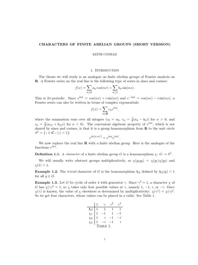 Keith Conrad: N 0 N N 1 N | PDF | Group (Mathematics) | Fourier Transform