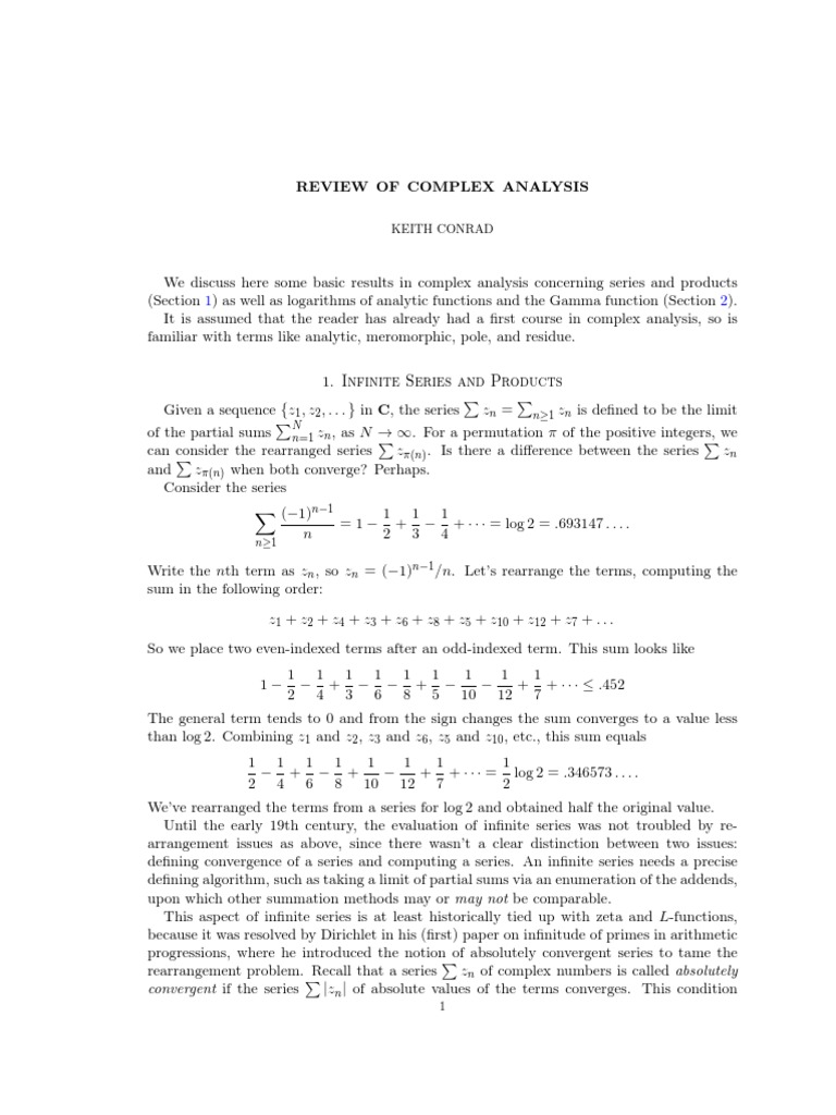 Keith Conrad: 1 2 n n≥1 n N n=1 n π (n) n π (n) | PDF | Series ...