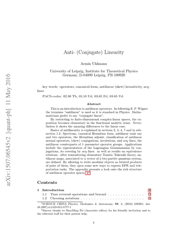 Understanding Antilinear Operators | PDF | Linear Map | Matrix ...